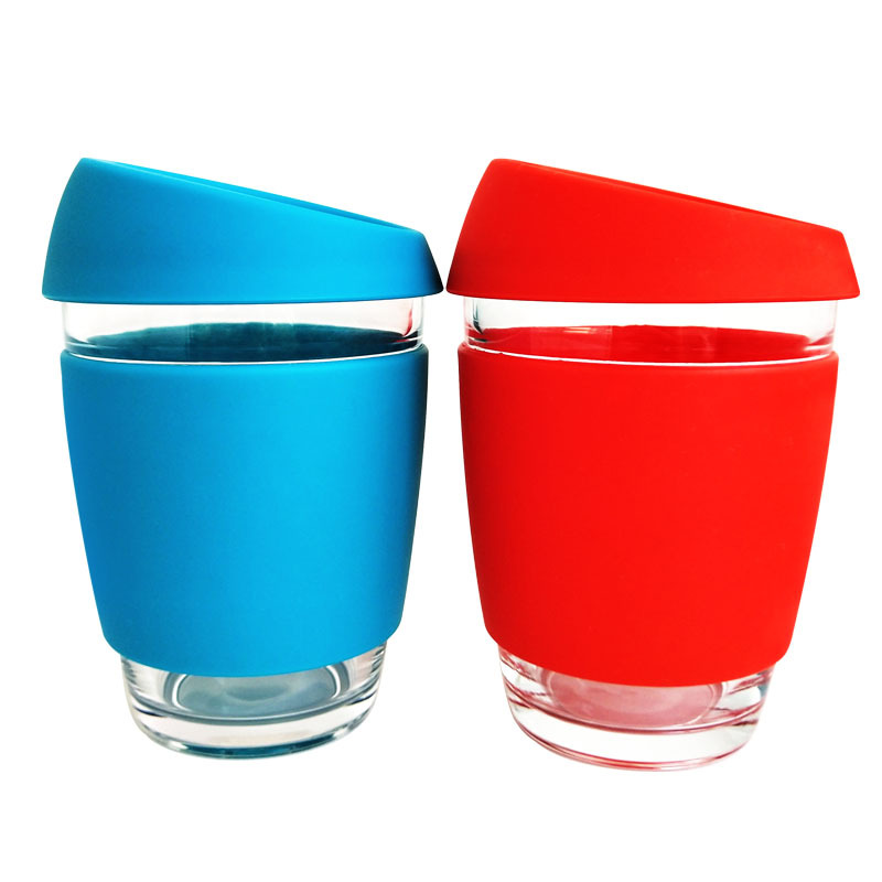 Glass Coffee Cup Wholesale anti-skid coffee cup with silicon sleeve